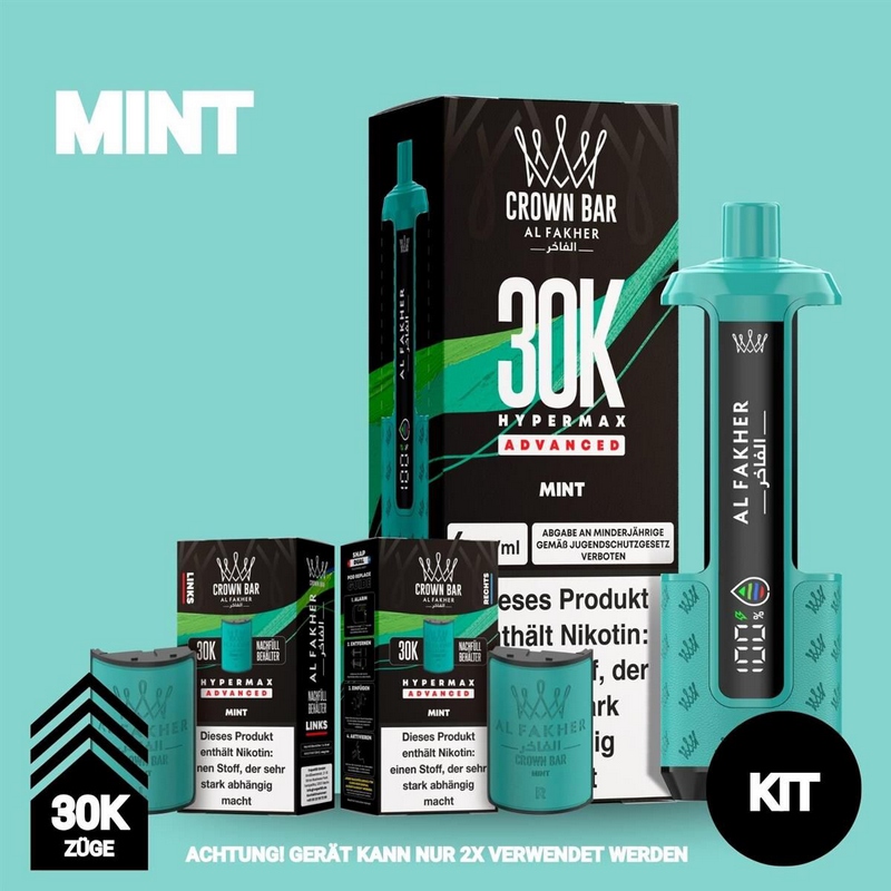 Al Fakher Mint - Crown Bar | Hypermax 20K Vape | Hookahaus Großhandel