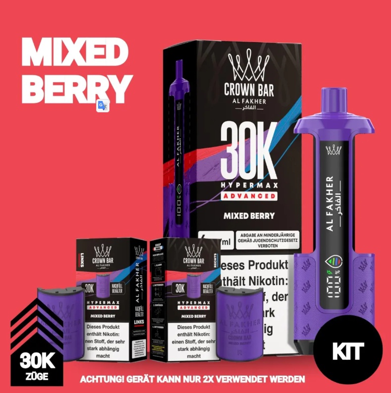 Al Fakher Mixed Berry - Crown Bar | Hypermax 20K Vape | Hookahaus ...